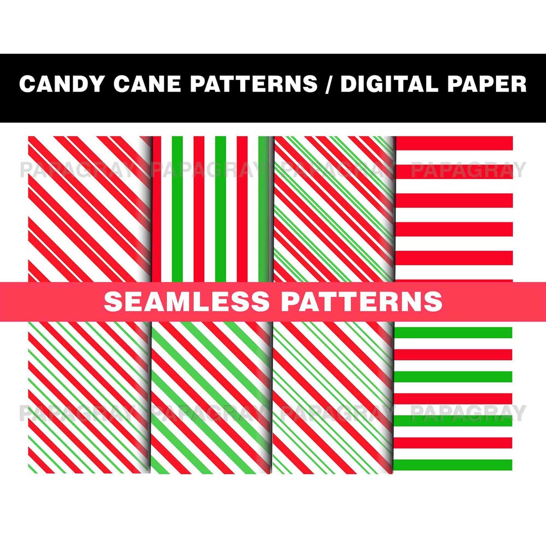 Candy Cane Patterns - 8 Designs | Digital Download | 300 DPI | Seamless ...