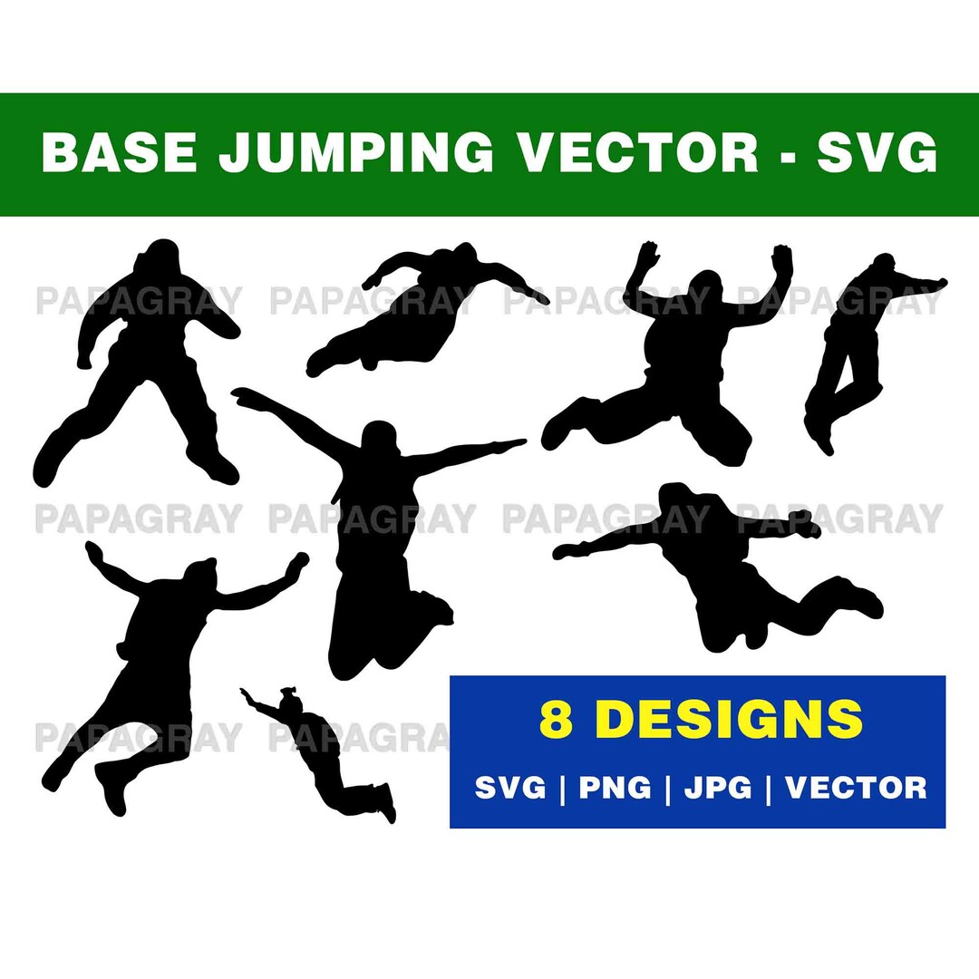 Base Jumping Silhouette SVG Pack - 8 Designs | Digital Download | Base ...