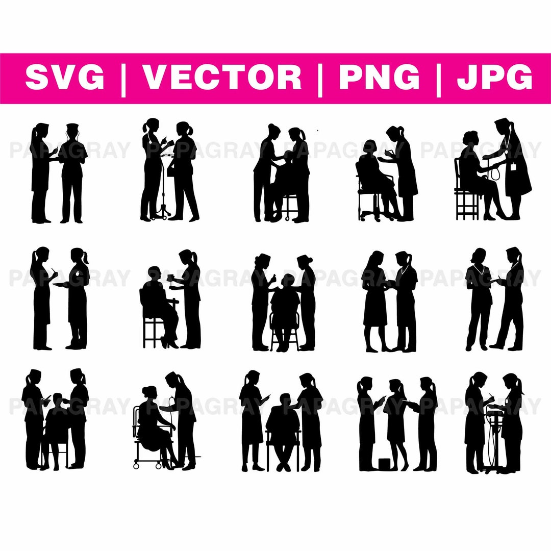 Nurses SVG Silhouette Bundle - 20 Designs | Digital Download | SVG ...