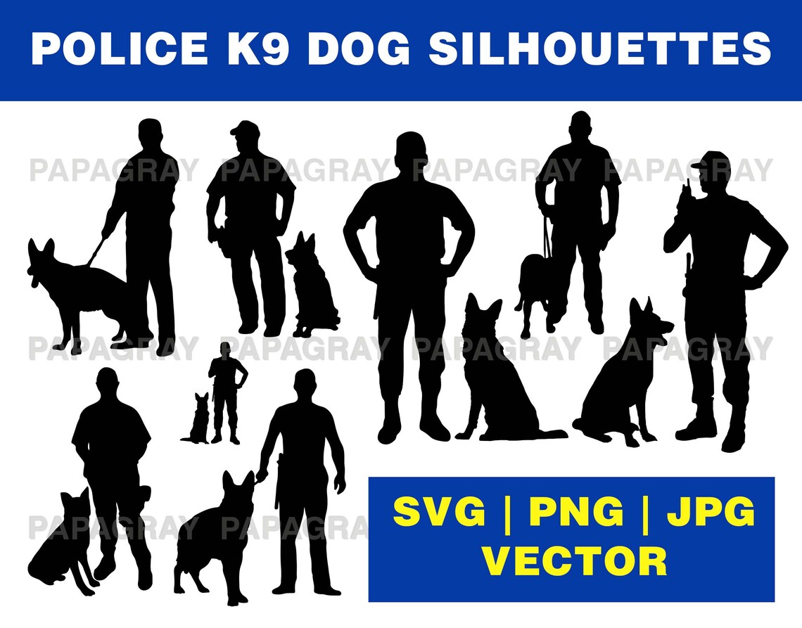 Police K9 Dog Silhouette Pack 8 Designs Digital Download | Etsy