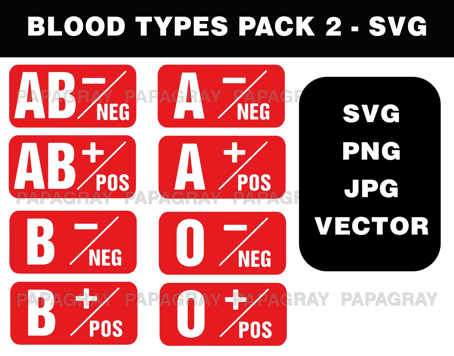 Blood Type SVG Graphics 8 Designs Pack 2 Digital - Etsy
