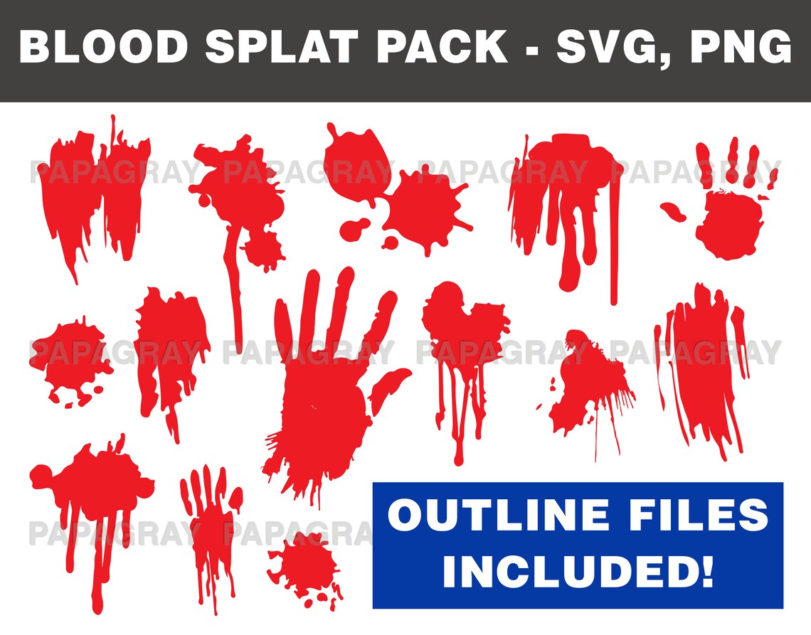 Blood Splat Silhouette Pack 15 Designs Digital Download | Etsy