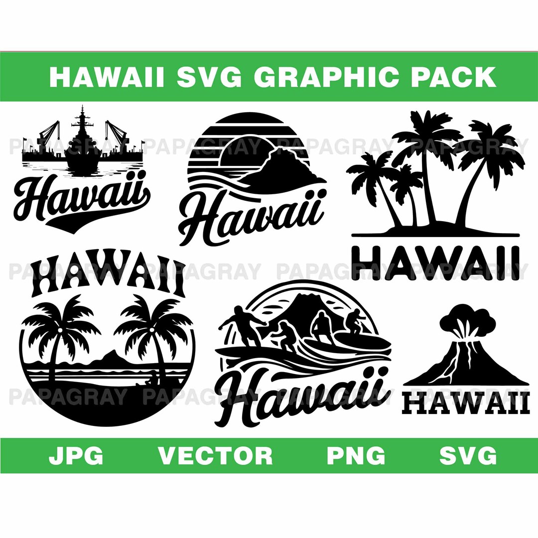 Hawaii Skyline SVG Vector Graphic Bundle - 8 Designs | Digital Download ...