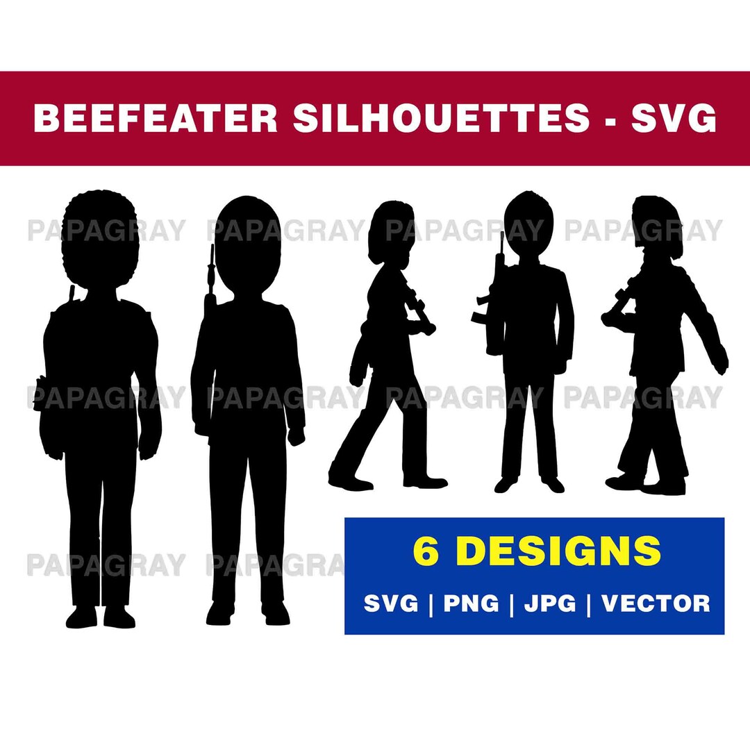 British Beefeater Guard Silhouette Pack 6 Designs Digital Download ...