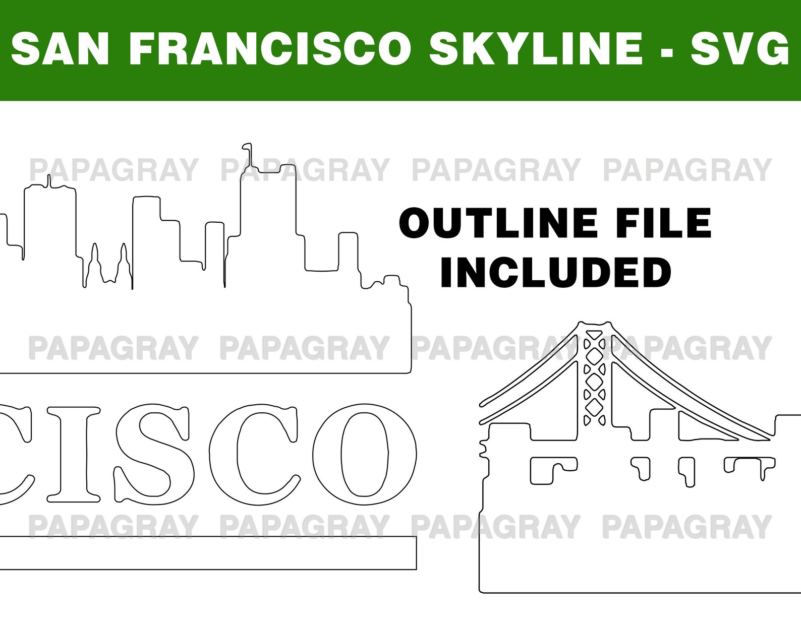 San Francisco Skyline SVG Digital Download San Francisco - Etsy