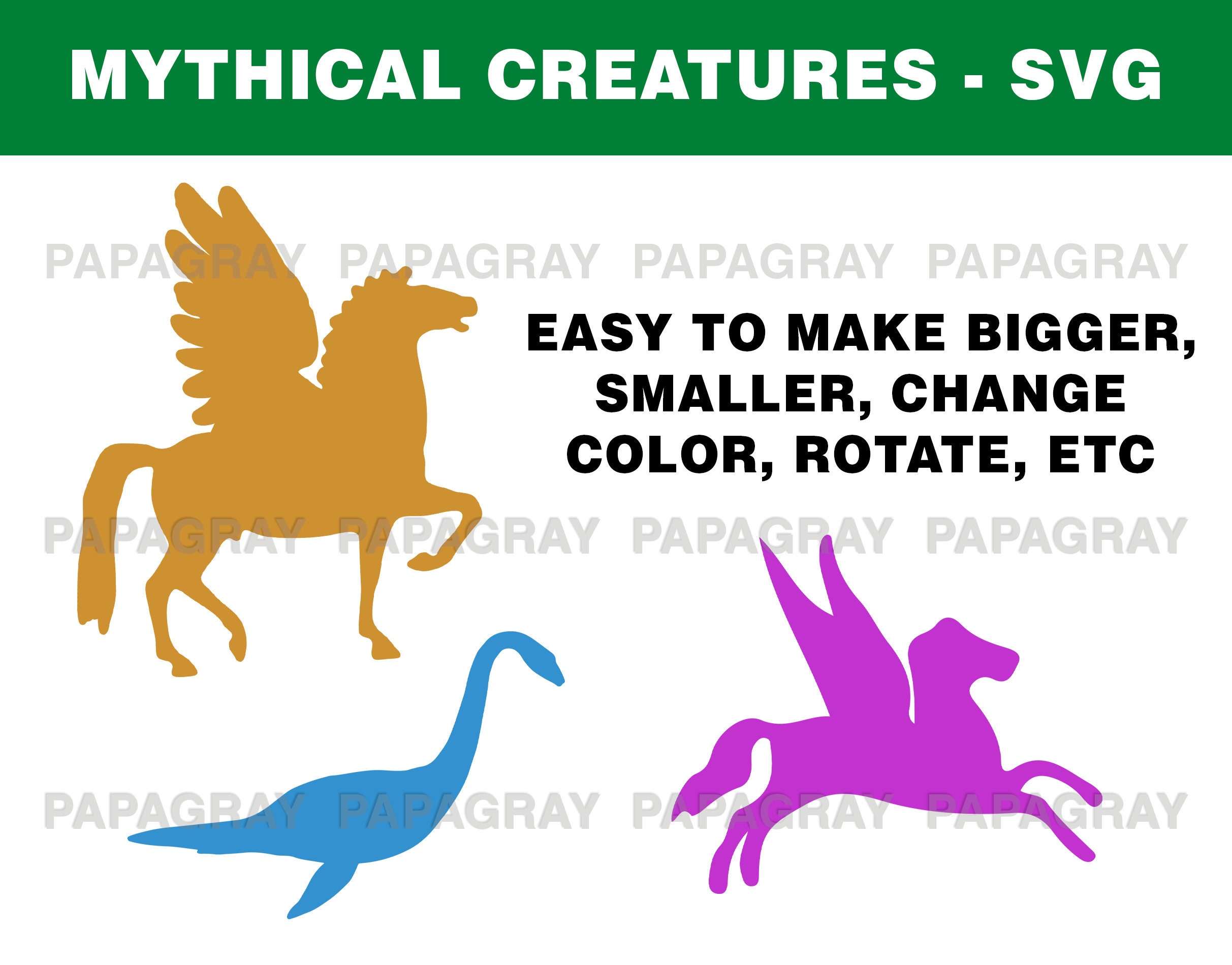 Mythical Creatures SVG Graphic Bundle 12 Designs Digital - Etsy