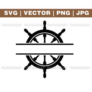 Ship Wheel Monogram SVG Vector Digital Download Ships Helm PNG ...