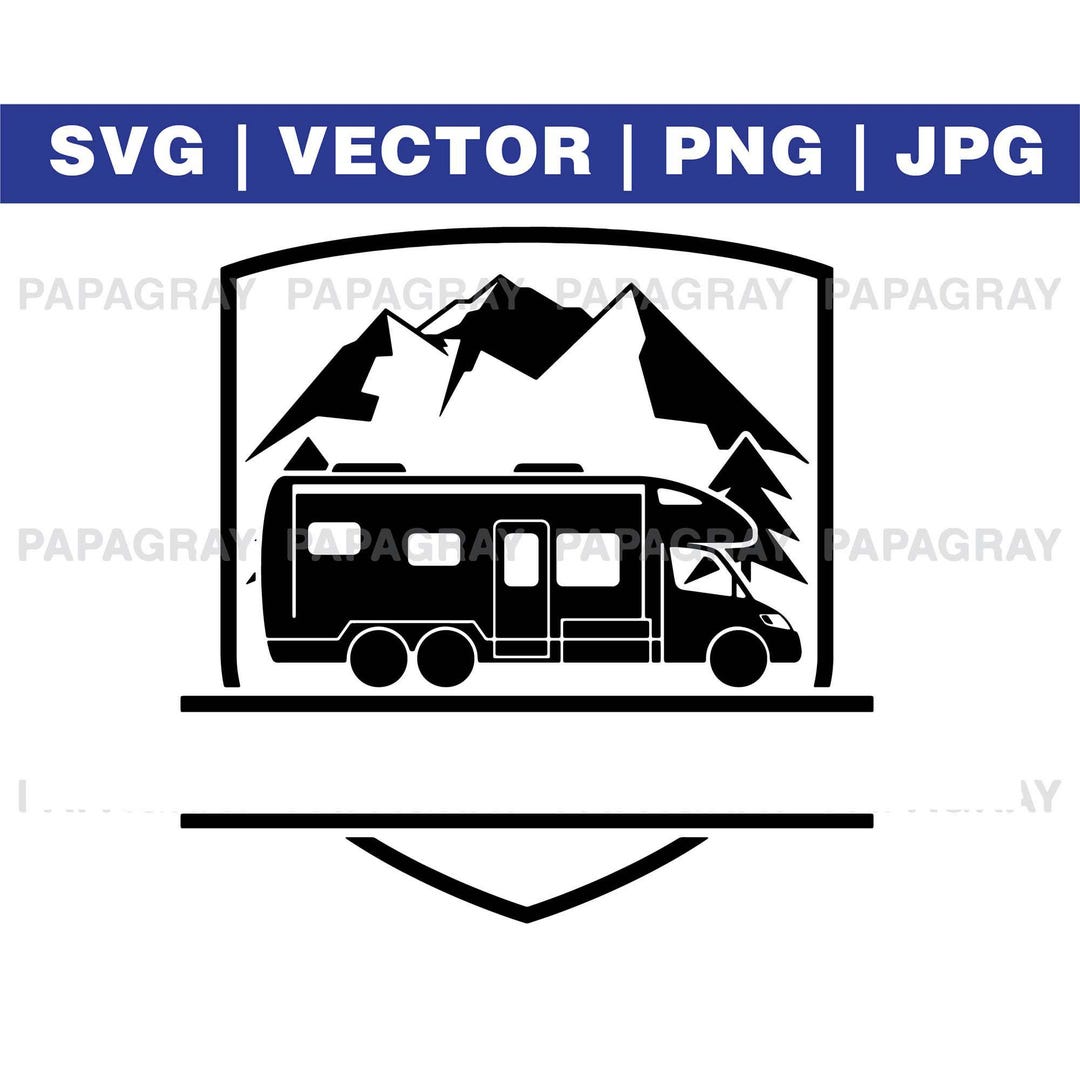 RV Camper Monogram SVG Vector Digital Download Caravan PNG, Motorhome ...