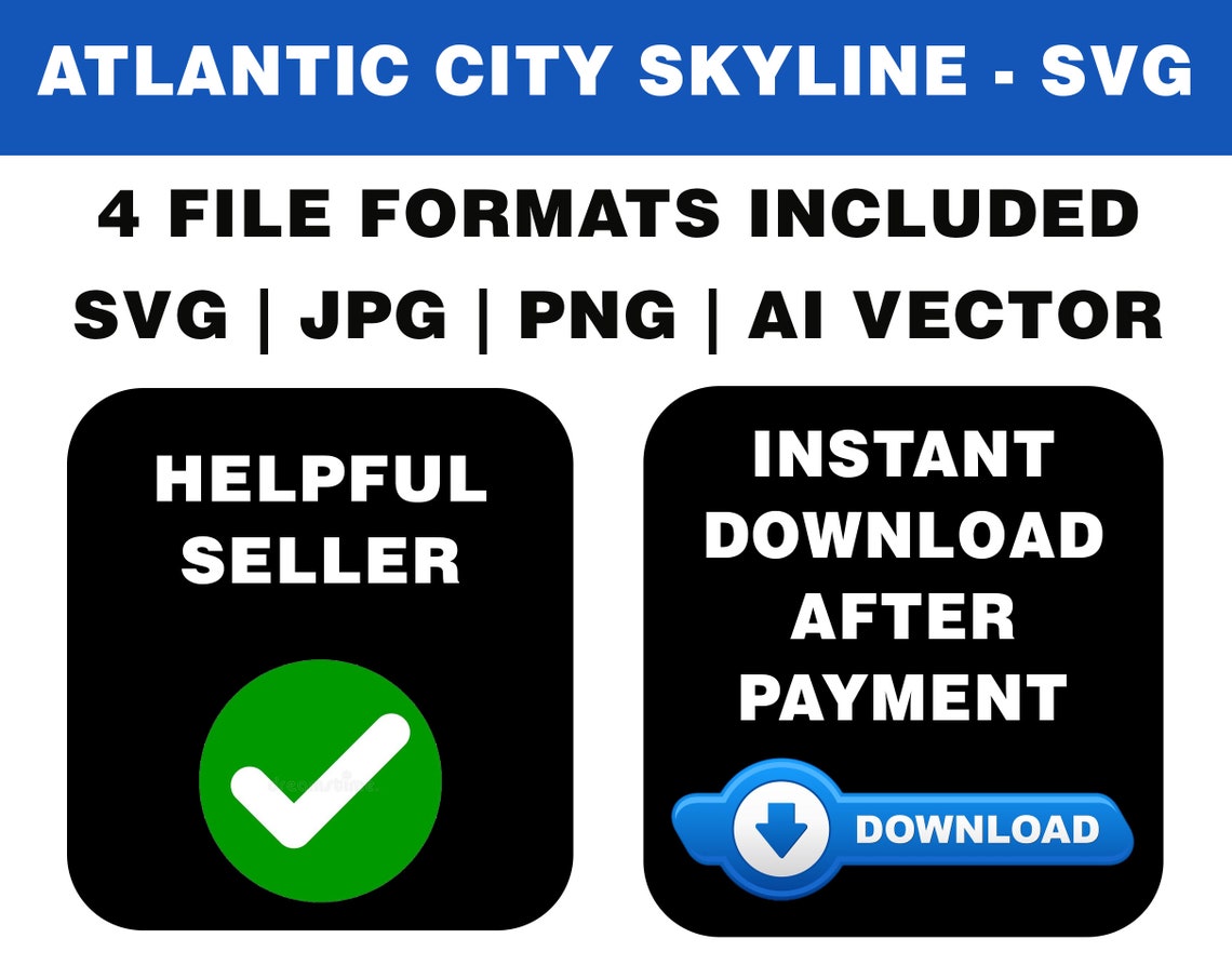 Atlantic City Skyline SVG Digital Download Atlantic City - Etsy