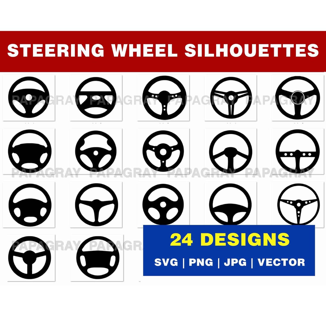 Steering Wheel SVG Silhouette Pack - 24 Designs | Digital Download ...