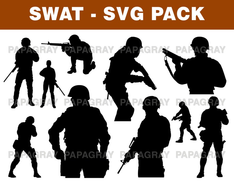Police SWAT Silhouette Pack 10 Designs Digital Download | Etsy