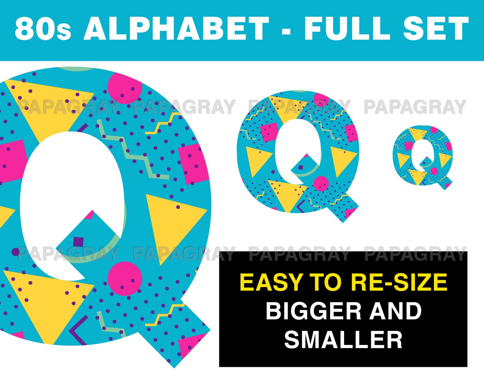 80s Alphabet PNG Digital Download 26 Letters Numbers - Etsy UK