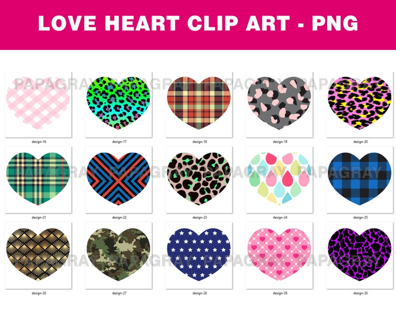 Love Heart Clipart 50 Designs Digital Download Love - Etsy