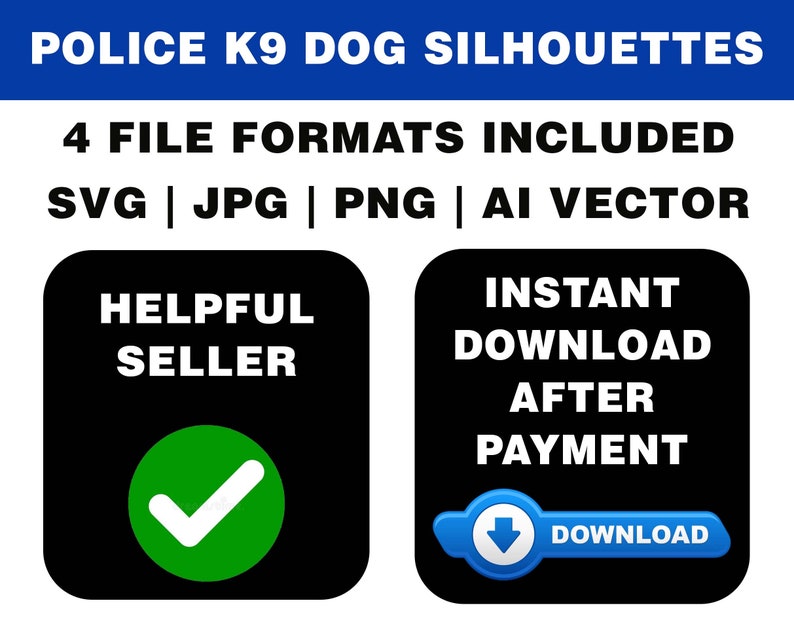 Police K9 Dog Silhouette Pack 8 Designs Digital Download | Etsy