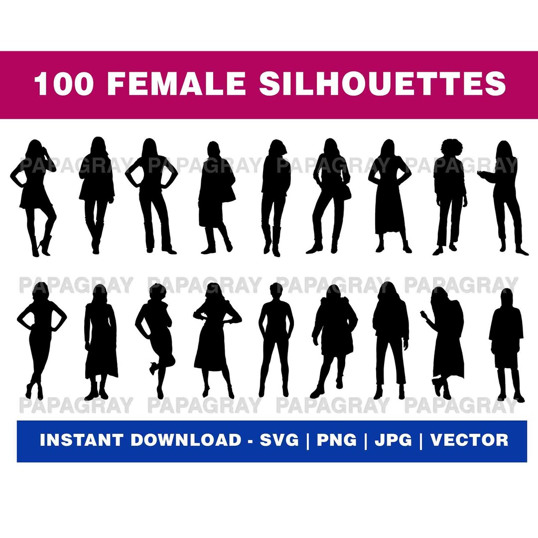 100 Female Silhouette Vector Designs (digital Download) - Etsy