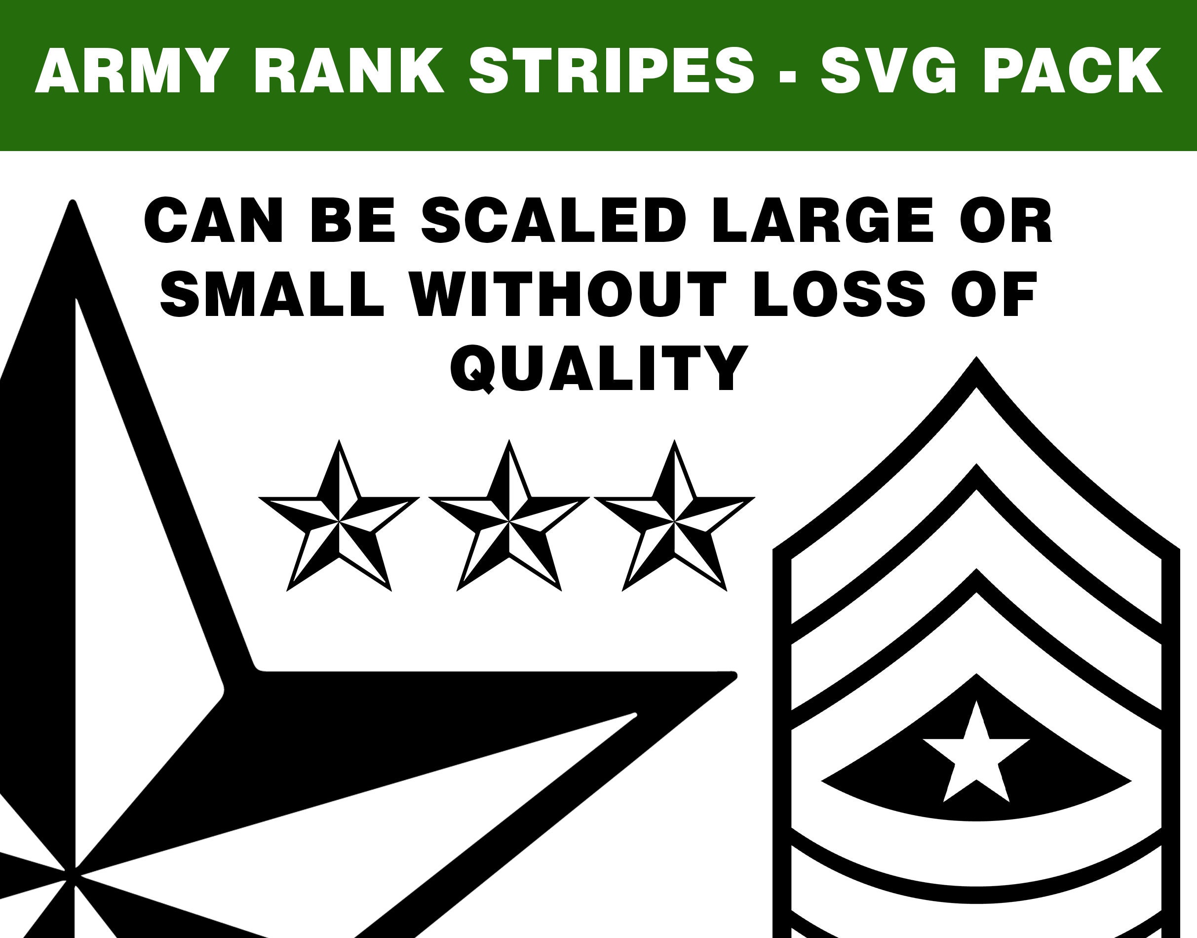 Army Ranks Stripes Silhouette – 28 Designs SVG PNG JPG Vector (digital ...