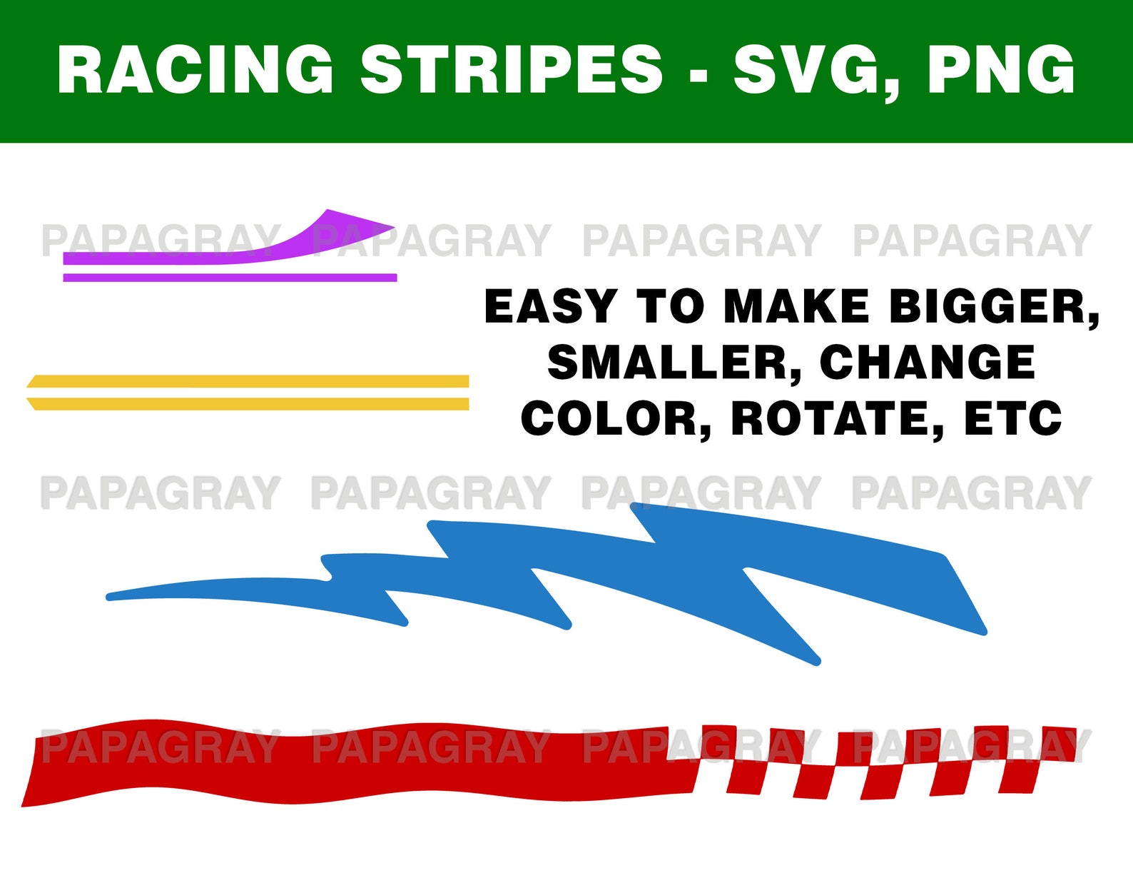 Car Racing Stripes Decal Pack - 18 Designs | Digital Download | Racing ...