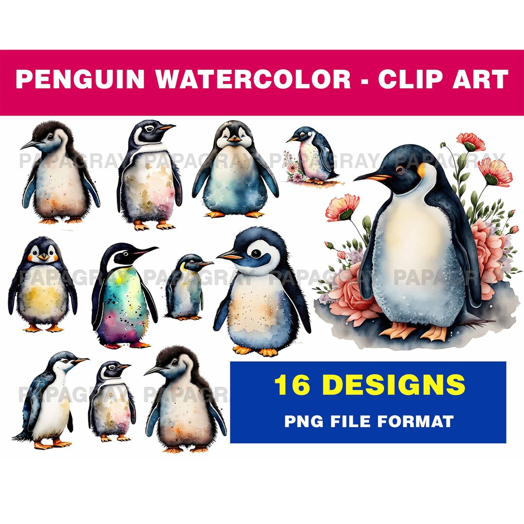 Penguin Clip Art Pack - 16 Designs | Digital Download | Antarctic Bird ...