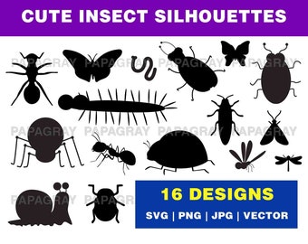 Cute Bugs Clipart Cartoon Spider Ant Grasshopper Bee Insects - Etsy