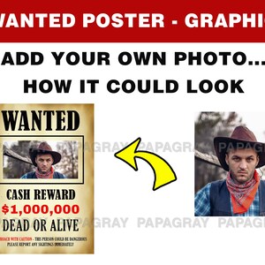Wild West Wanted Poster Graphic: Add Your Photo (digital Download ...