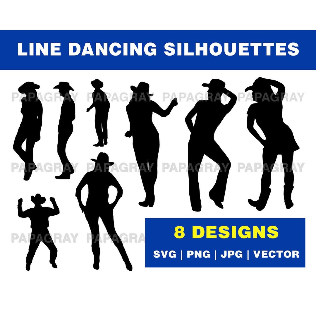 Line Dancing Silhouette Pack - 8 Designs | Digital Download | Cowboy ...