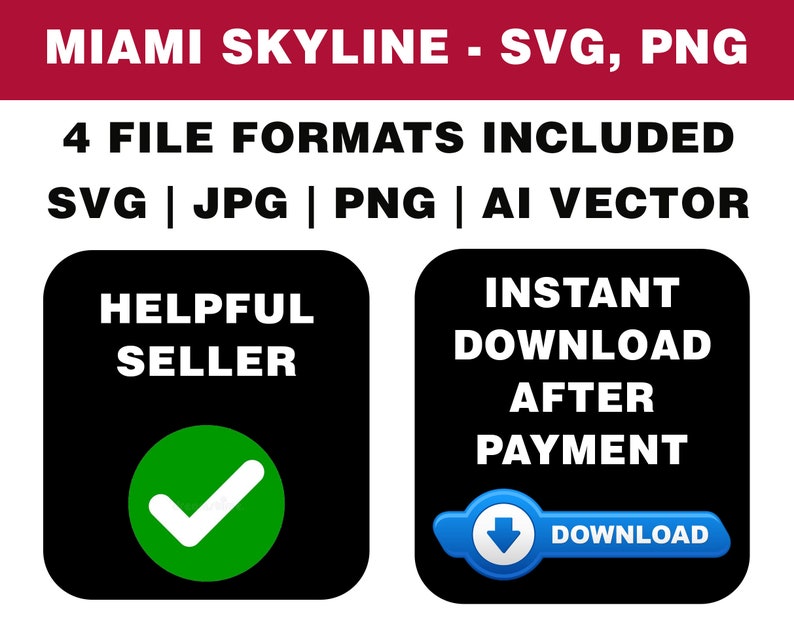 Miami Skyline SVG Digital Download Miami SVG Miami PNG - Etsy