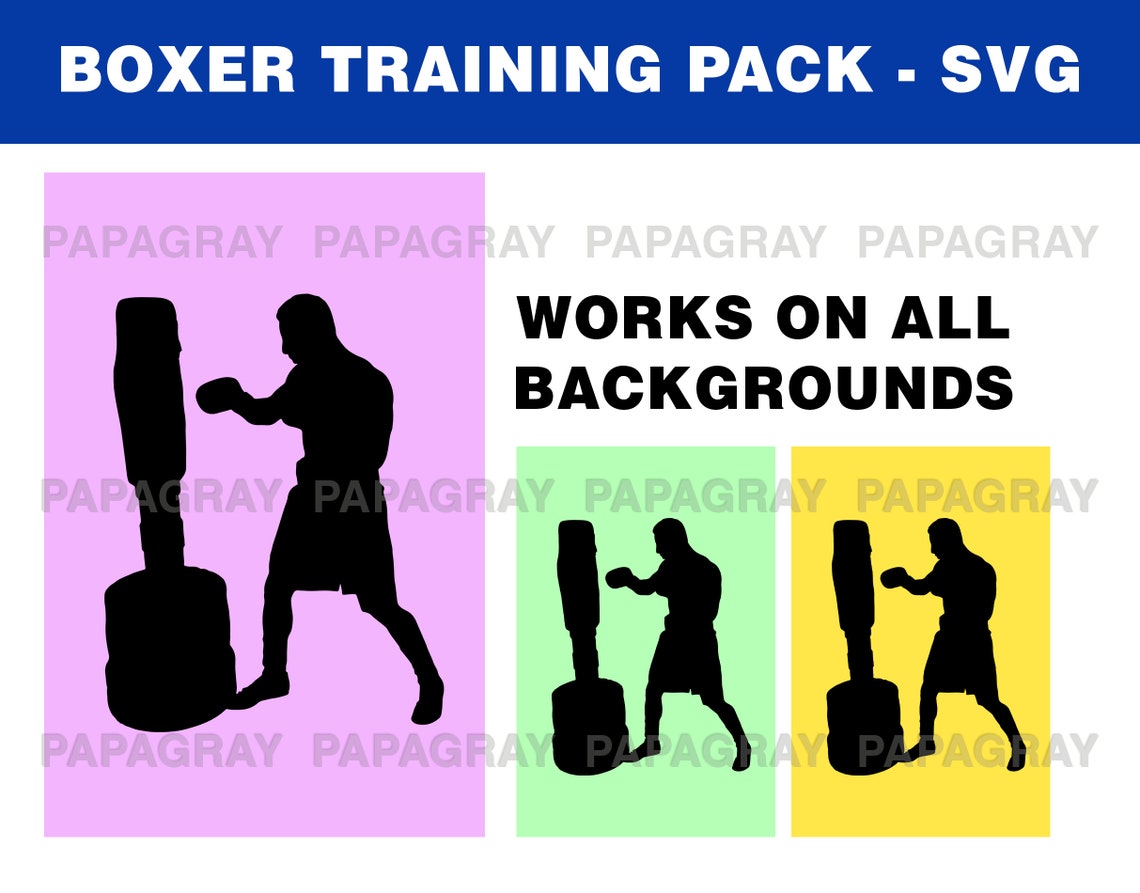 Boxer Training SVG Silhouette Pack 9 Designs Digital | Etsy