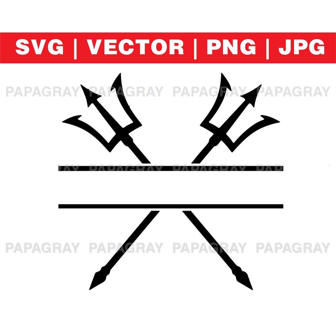 Halloween Devil Trident Split Name Monogram SVG: Pitchfork Graphic ...
