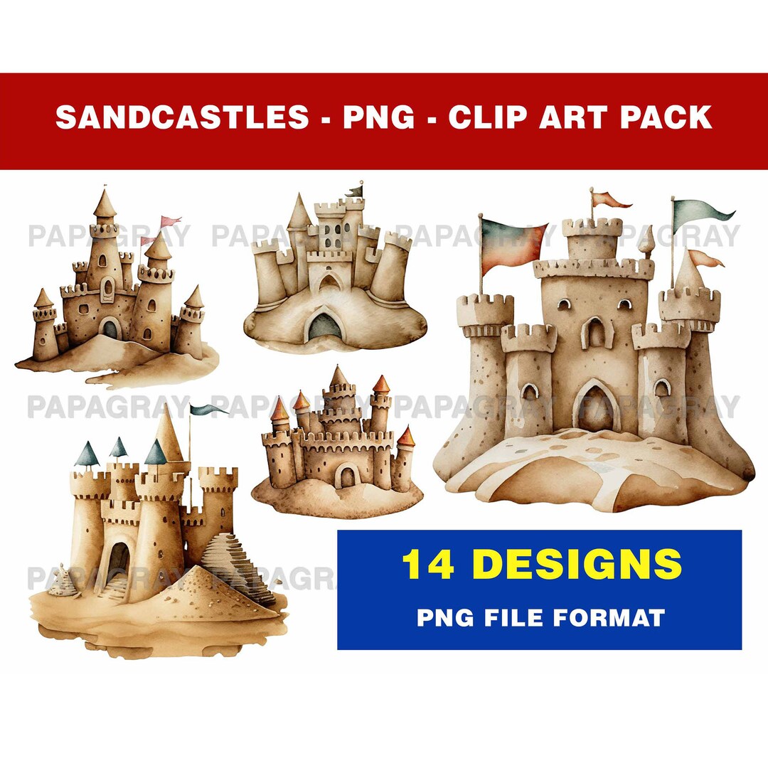 Sandcastle Clip Art Pack 14 Designs Digital Download Sand Sculpture ...