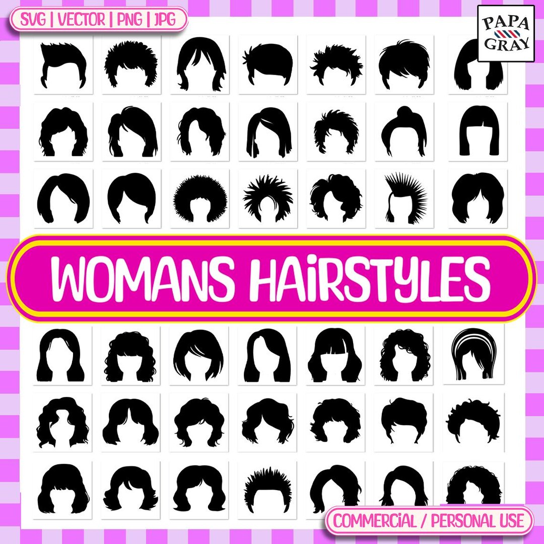 70 Woman Hairstyles SVG Graphic Bundle - 70 Designs | Digital Download ...