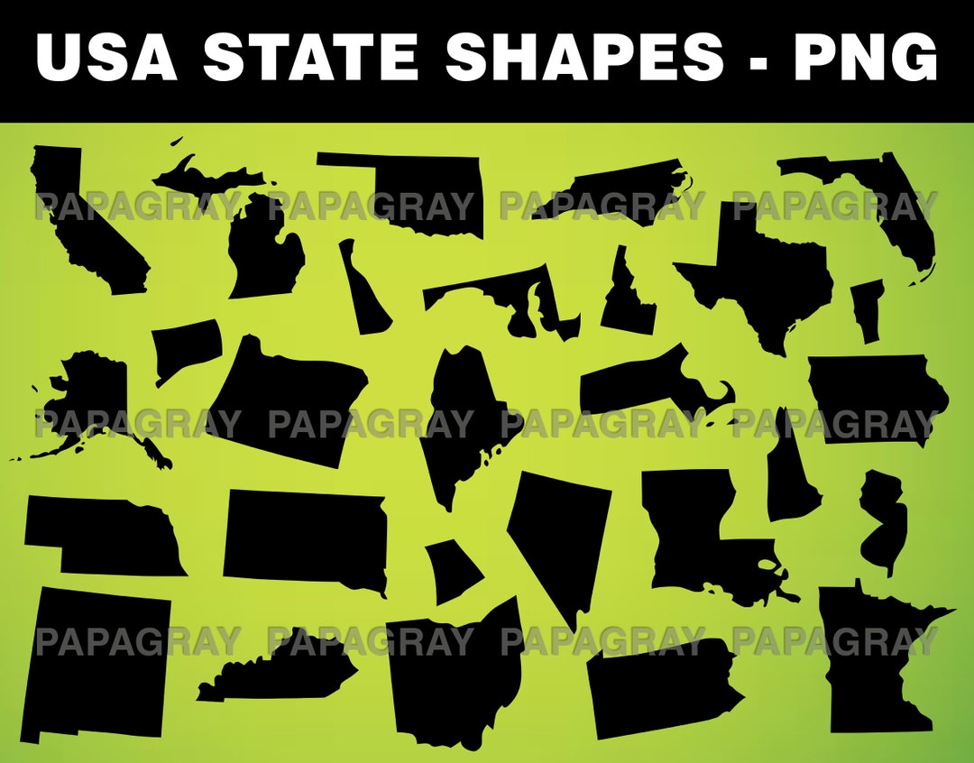 USA State Shapes PNG - 50 States - Clip Art Pack | Digital Download ...