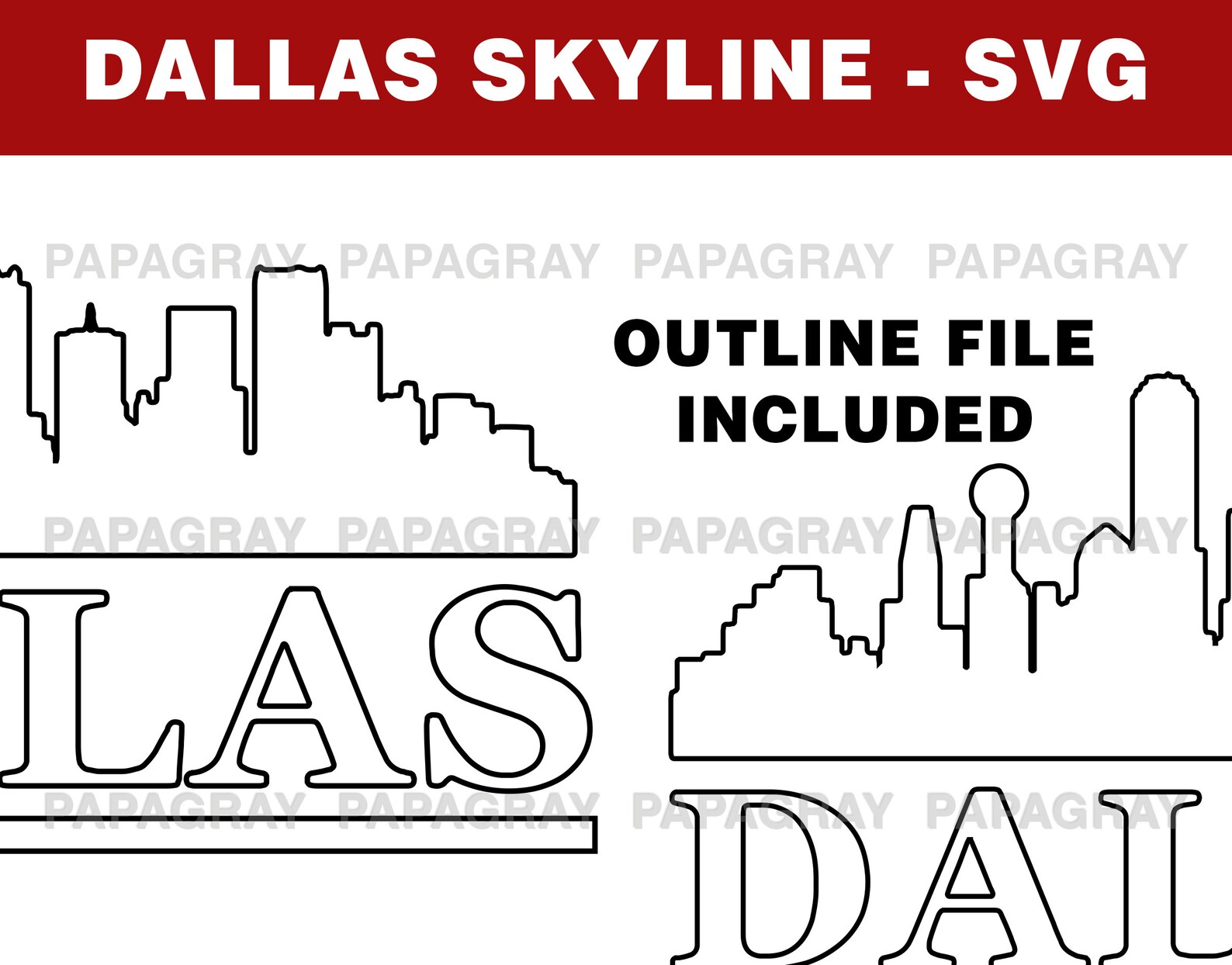 Dallas Skyline SVG Digital Download Dallas SVG Dallas - Etsy