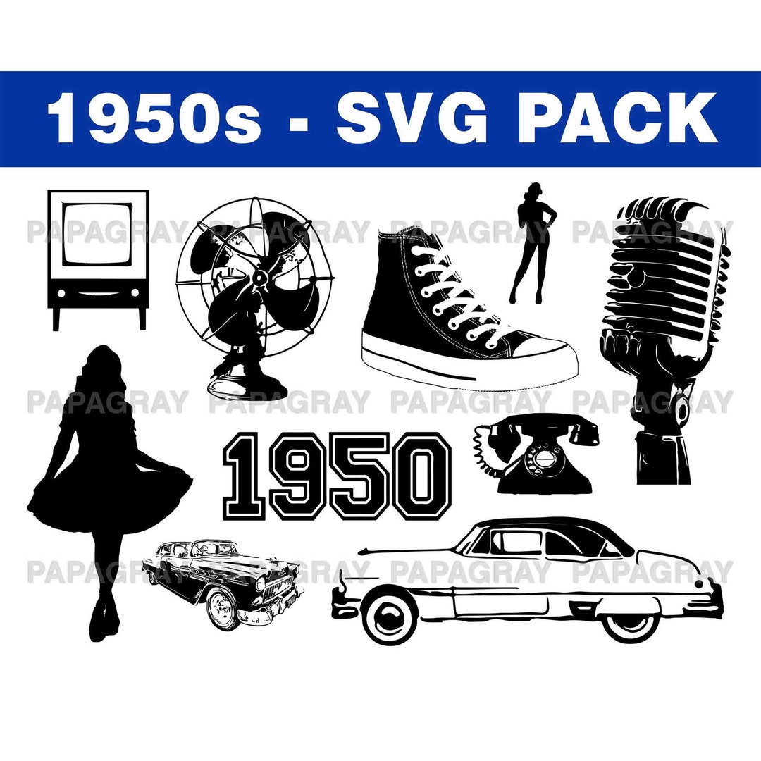 1950s Silhouette Pack 10 Designs Digital Download 1950 SVG, 1950 PNG ...