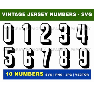 Vintage Jersey Numbers SVG Pack - 10 Numbers | Digital Download ...