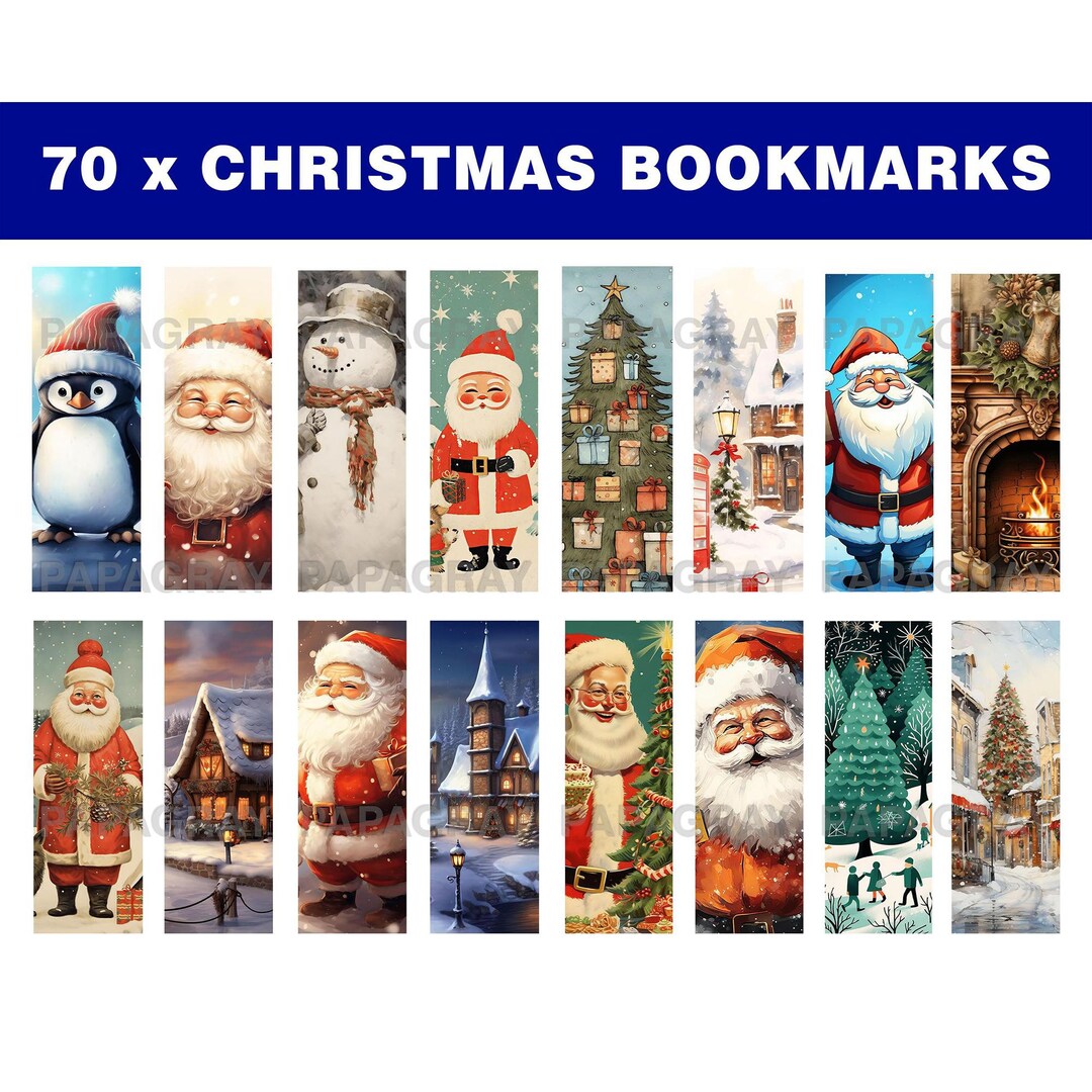 Christmas Bookmarks - 70 Designs | Digital Download | Merry Christmas ...