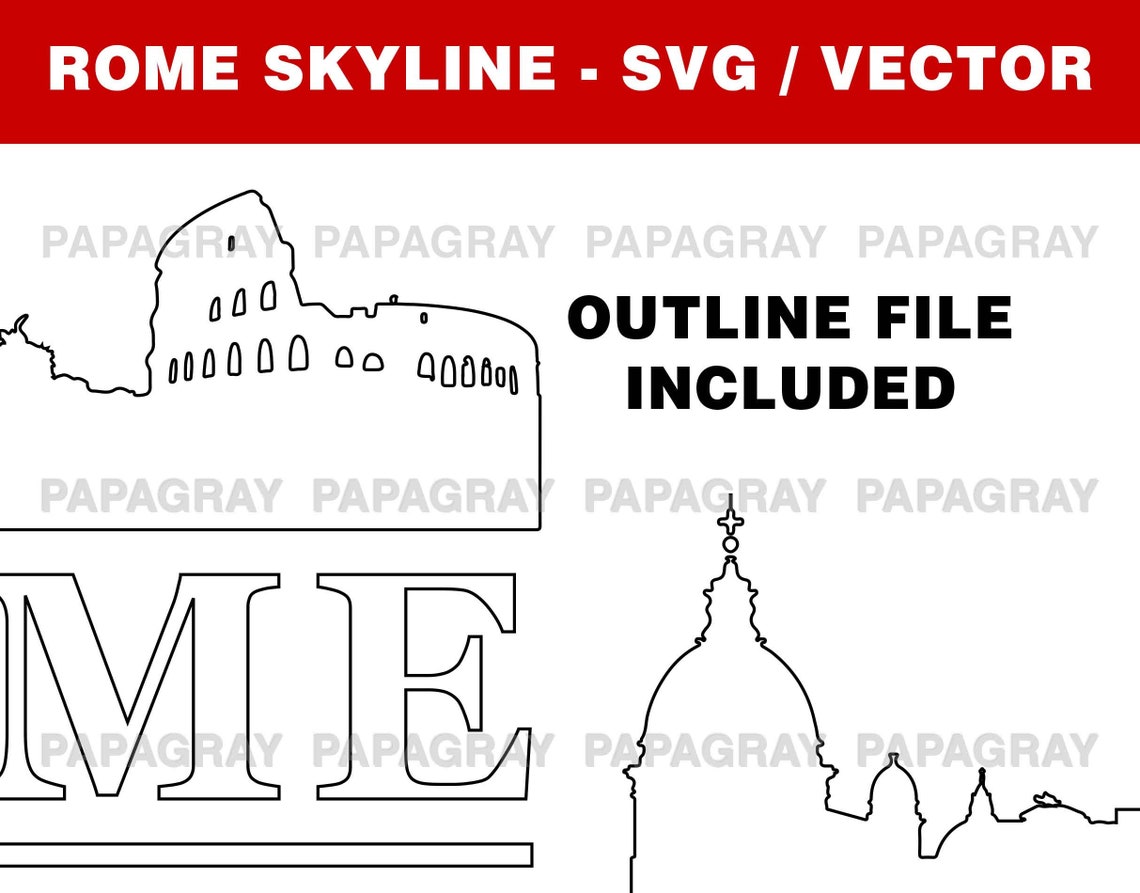 Rome Skyline SVG Digital Download Rome SVG Rome Italy PNG - Etsy