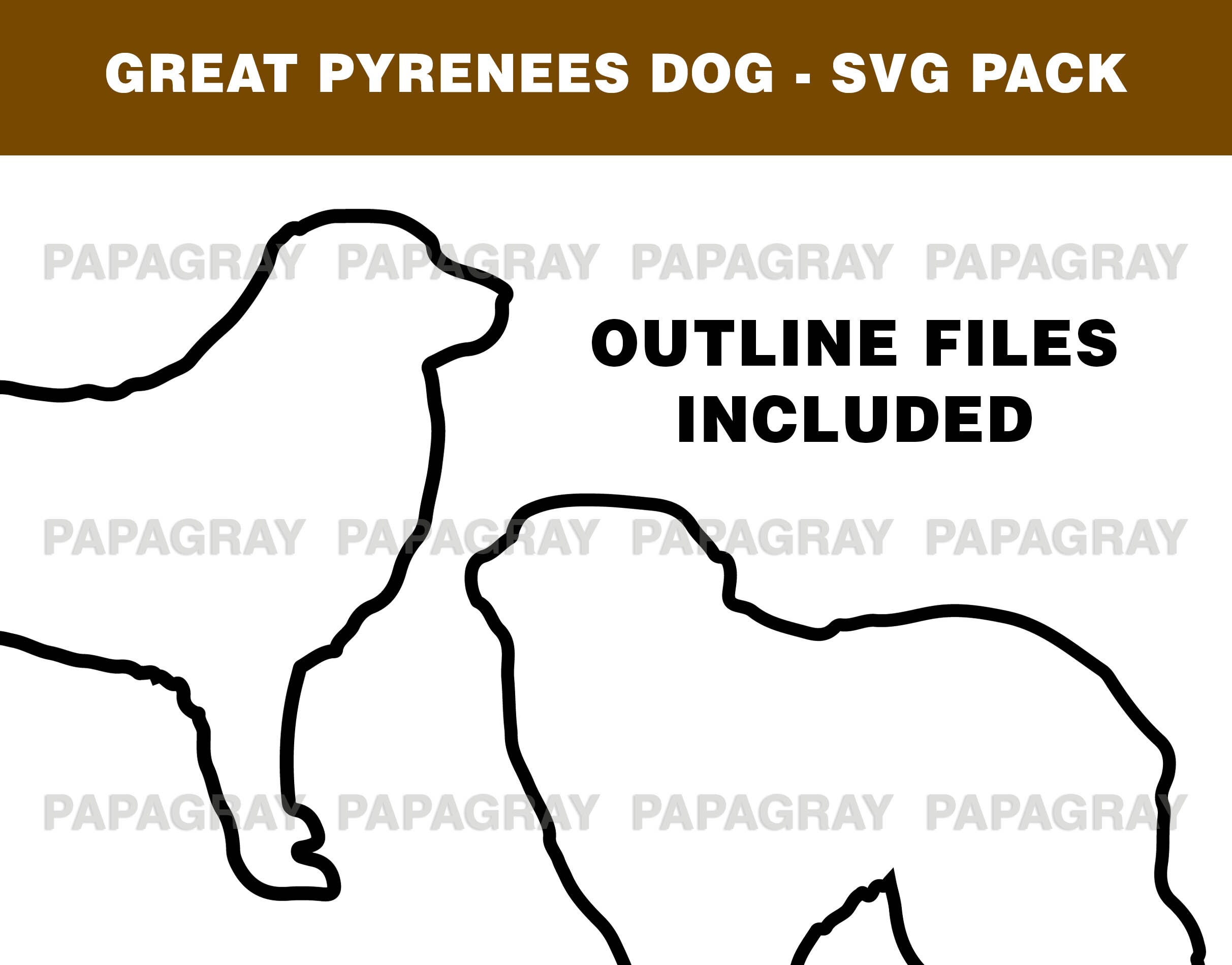 Great Pyrenees Dog Silhouette Pack 6 Designs Digital - Etsy