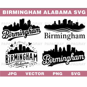 Birmingham Alabama Skyline SVG Vector Bundle – Cityscape Designs ...