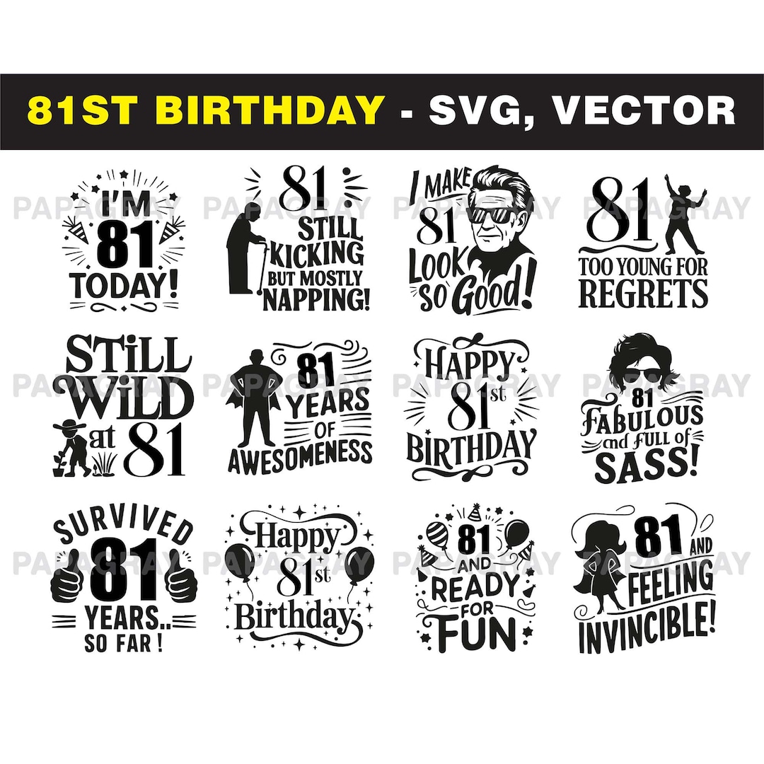 81st Birthday SVG Bundle - 18 Designs | Digital Download | Birthday ...