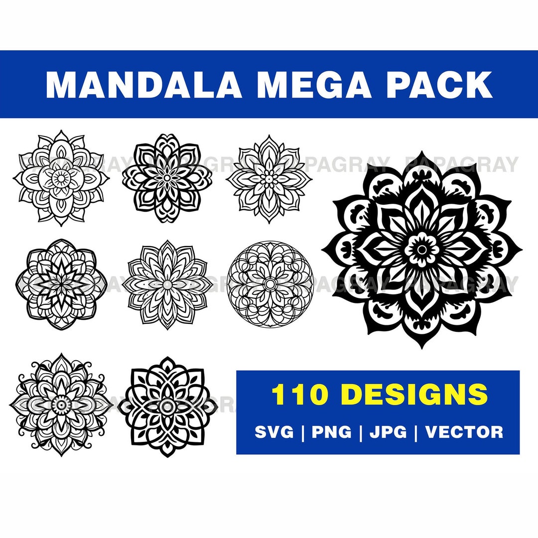 110 Mandala SVG Vector Pack | Digital Download | Mandala Symbol SVG ...
