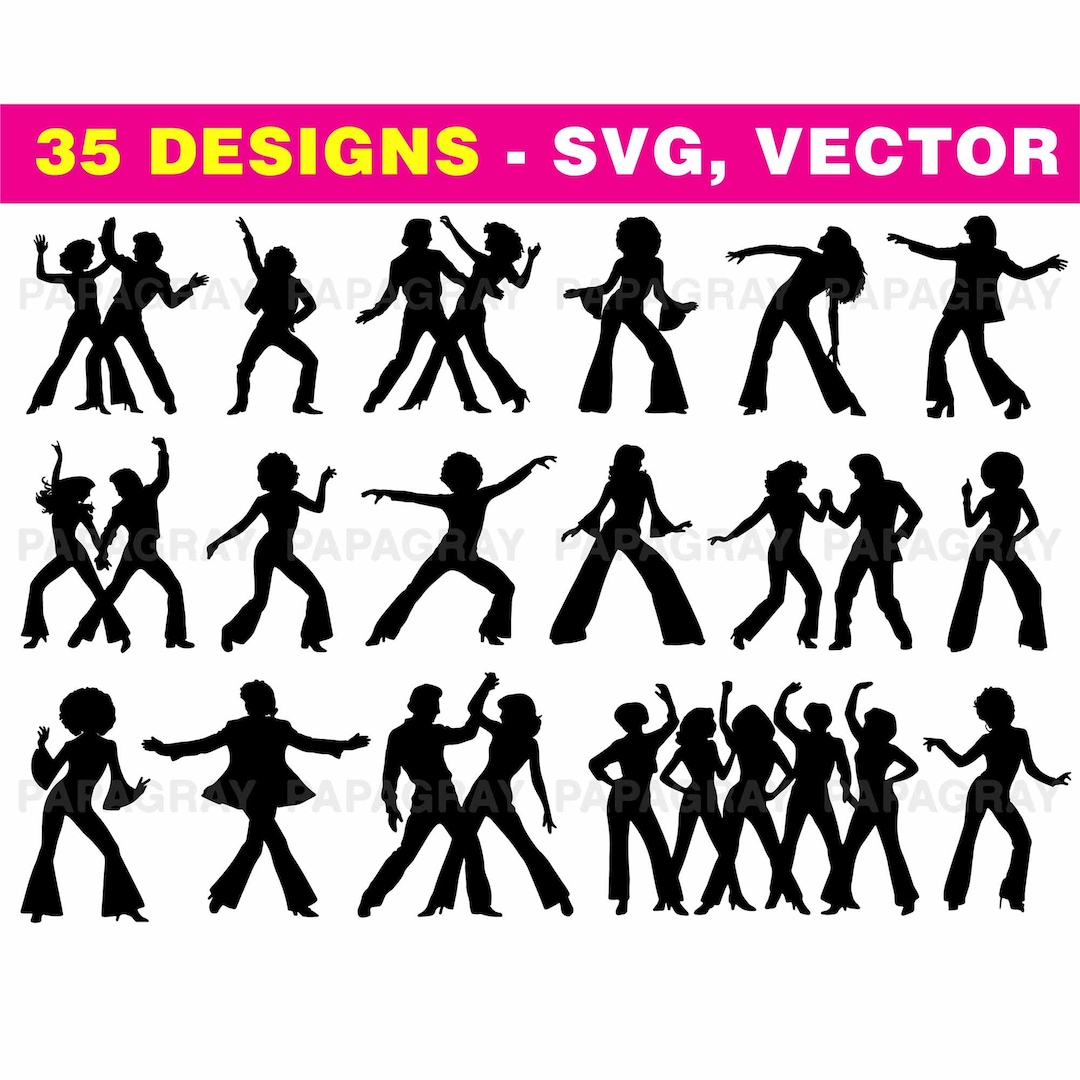 Disco SVG Silhouette Pack 35 Designs Digital Download Disco Dancing SVG ...