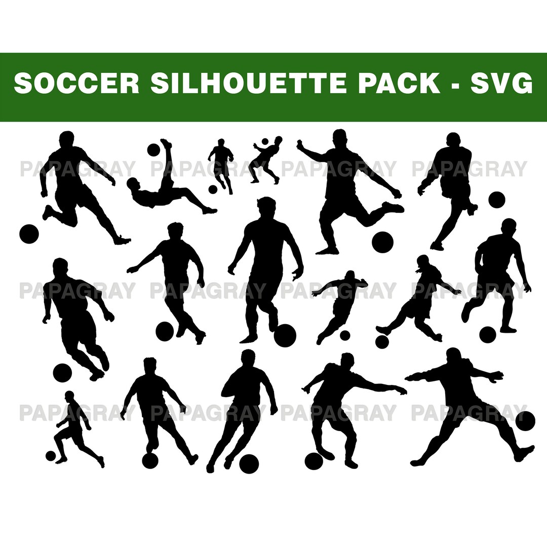 Soccer SVG Silhouette Pack - 17 Designs | Digital Download | Footy PNG ...