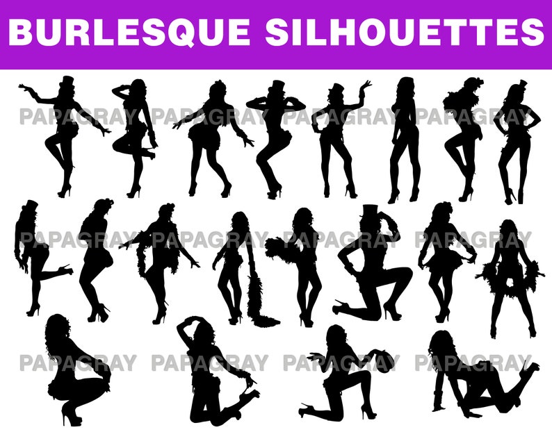 Burlesque Silhouette Pack 20 Designs Digital Download - Etsy