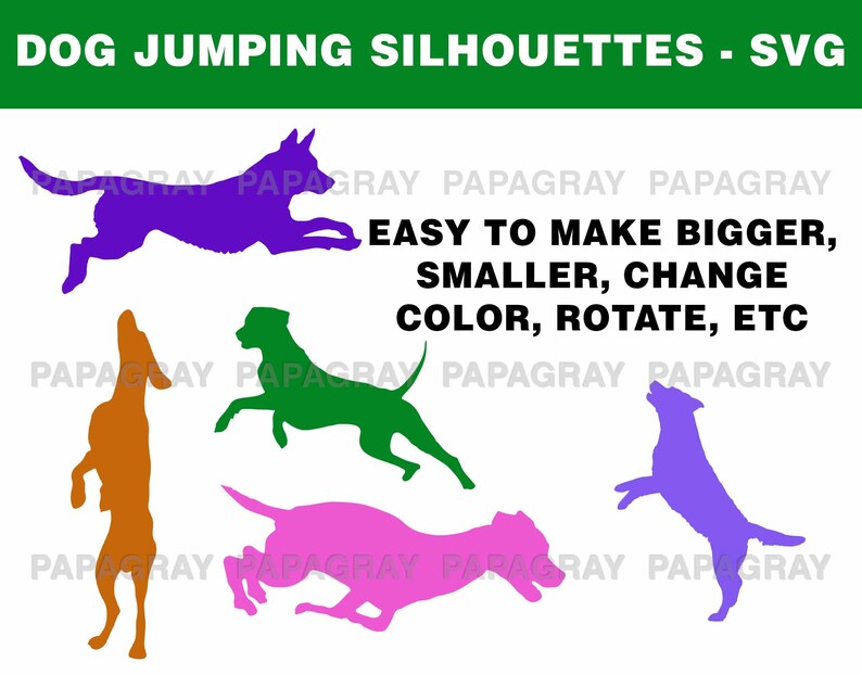 Dog Jumping Silhouette SVG Pack 30 Designs Digital - Etsy