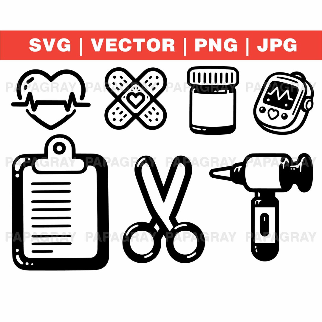 Nurses Icons SVG Vector Bundle 10 Designs Digital Download Nursing ...