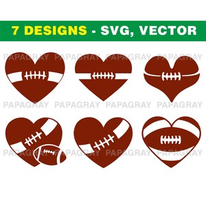 American Football Heart SVG Pack - 7 Designs | Digital Download ...