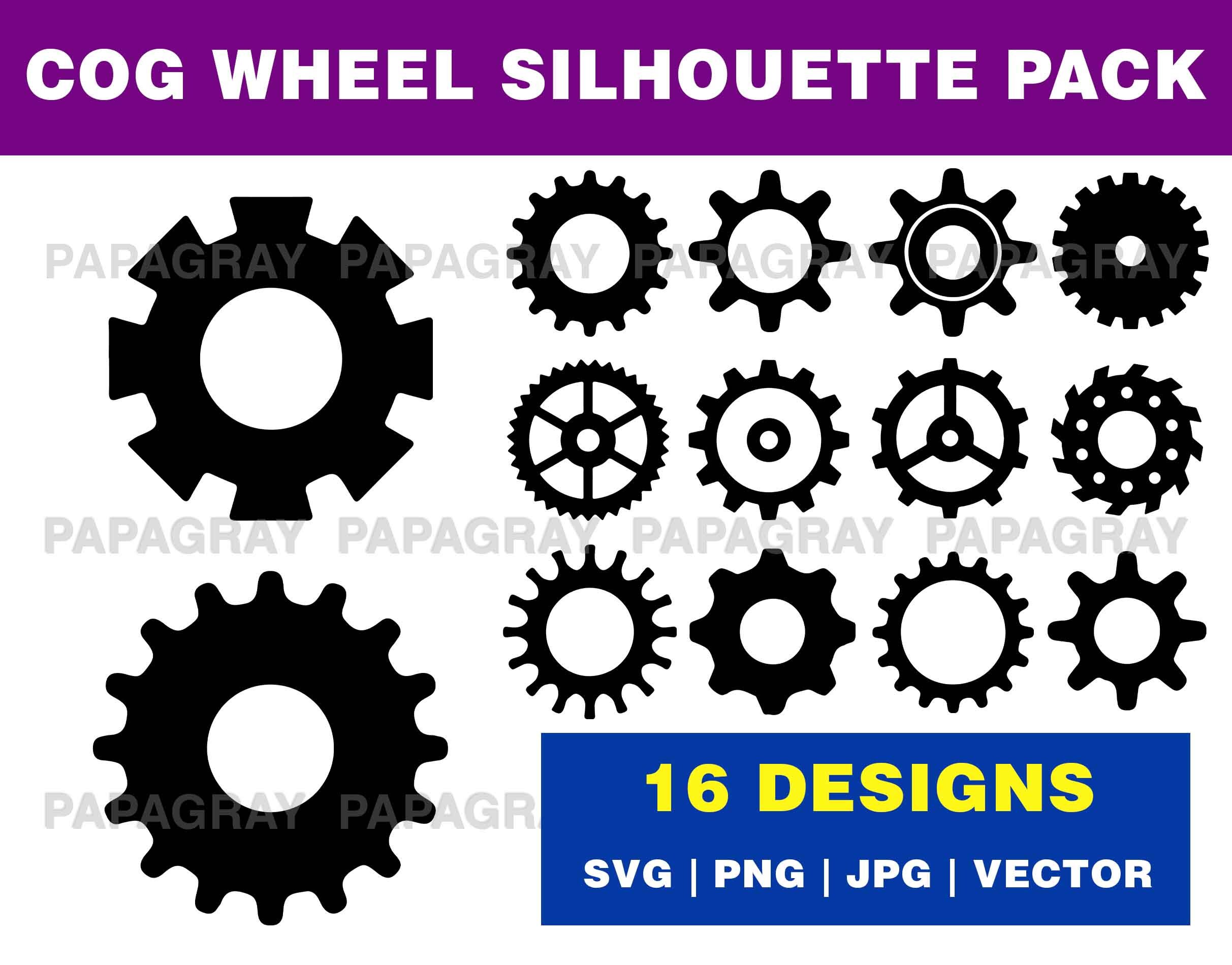 Cog Wheel SVG Shape Silhouette Pack 16 Designs Digital - Etsy