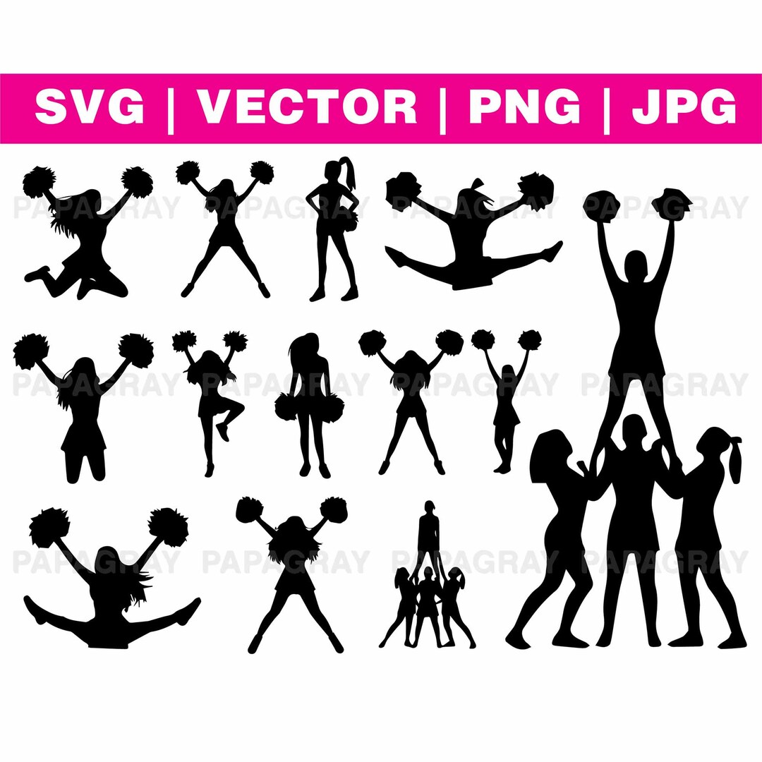 Cheerleaders SVG Silhouette Pack - 18 Designs | Digital Download ...