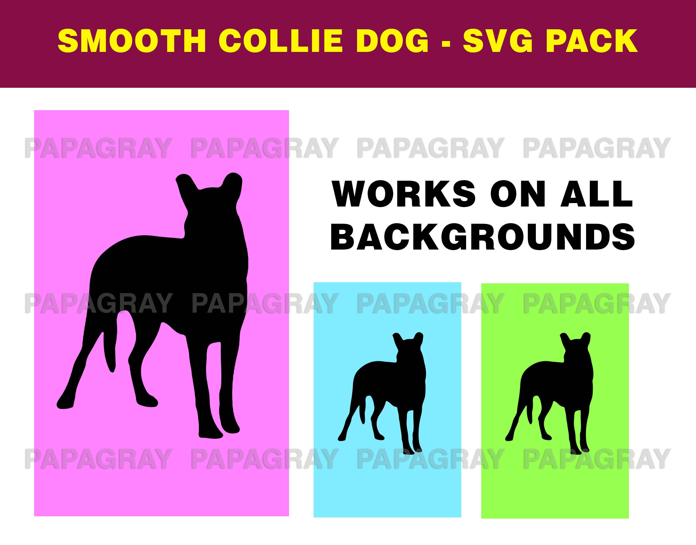 Smooth Collie Dog Silhouette Pack 7 Designs Digital - Etsy