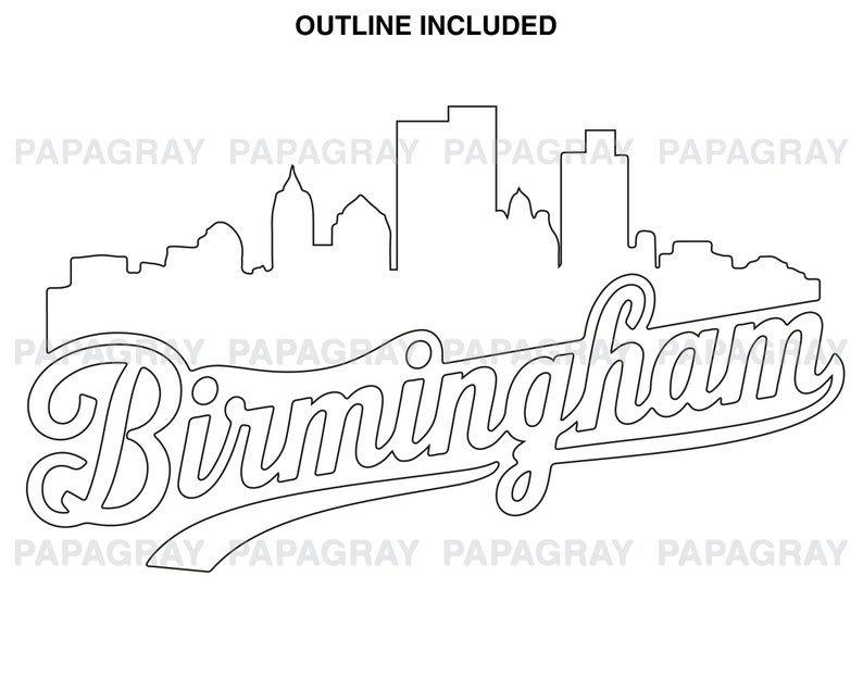 Birmingham Alabama Skyline SVG Vector Bundle – Cityscape Designs ...